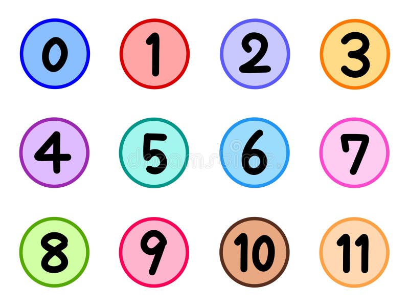 A Set of Numbers on Colorful Circles Stock Photo - Illustration of cute ...