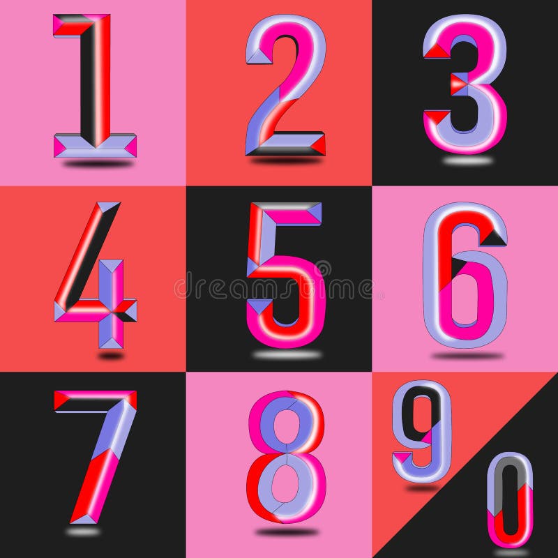 Set of Numbers, Contemporary Style (1-9, 0) Stock Vector - Illustration ...