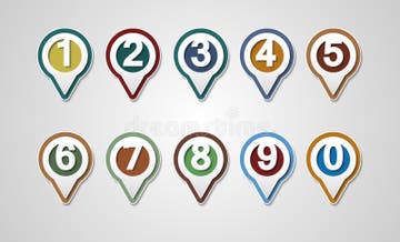 Numbers Map Markers Stock Illustrations – 67 Numbers Map Markers Stock ...