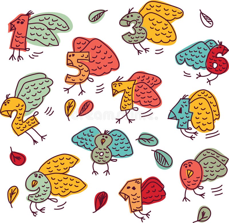 Set Numbers Figures Icons on White Stock Vector - Illustration of ...