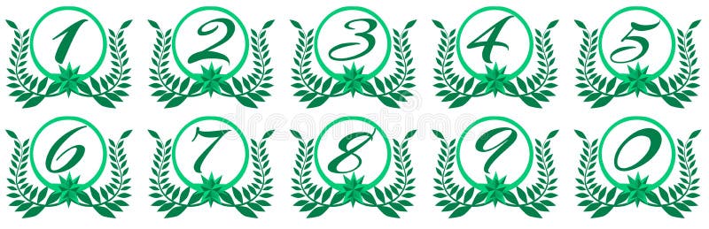 Set of Numbers with Floral Decoration Stock Illustration - Illustration ...