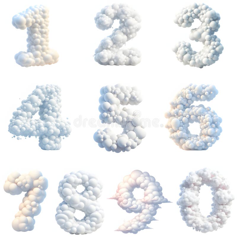 Set of Numbers from 1-0 in the Form of Clouds Stock Illustration ...