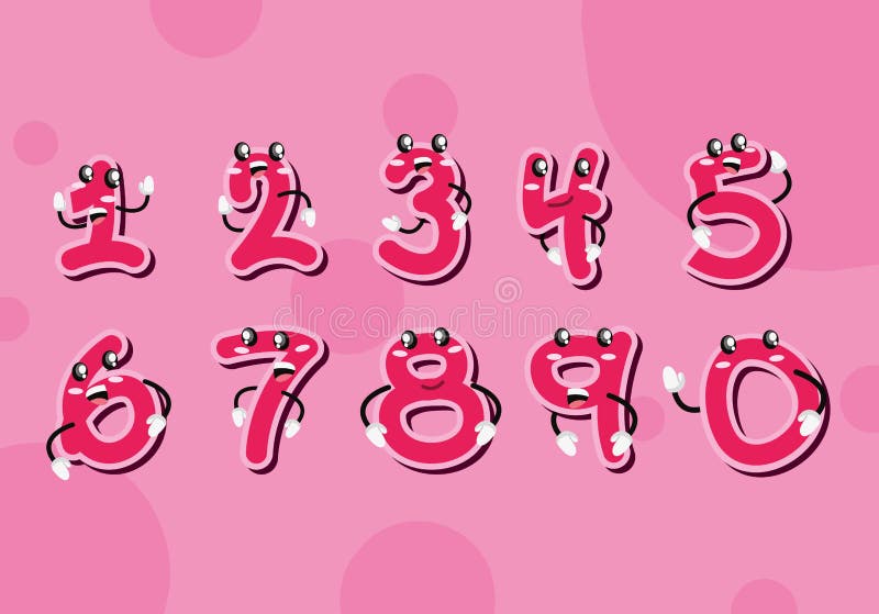 Set Numbers Kawaii Comic Characters Stock Vector - Illustration of ...