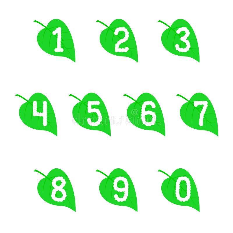 Set of Numbers on the Leaves. Stock Vector - Illustration of ...