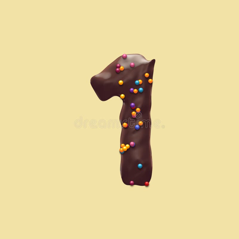 Set of Numbers Made of Chocolate Sweets, 3d Rendering, One Stock ...