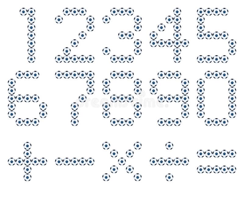 Set of Numbers and Mathematics Symbol Soccer Ball. Stock Illustration ...