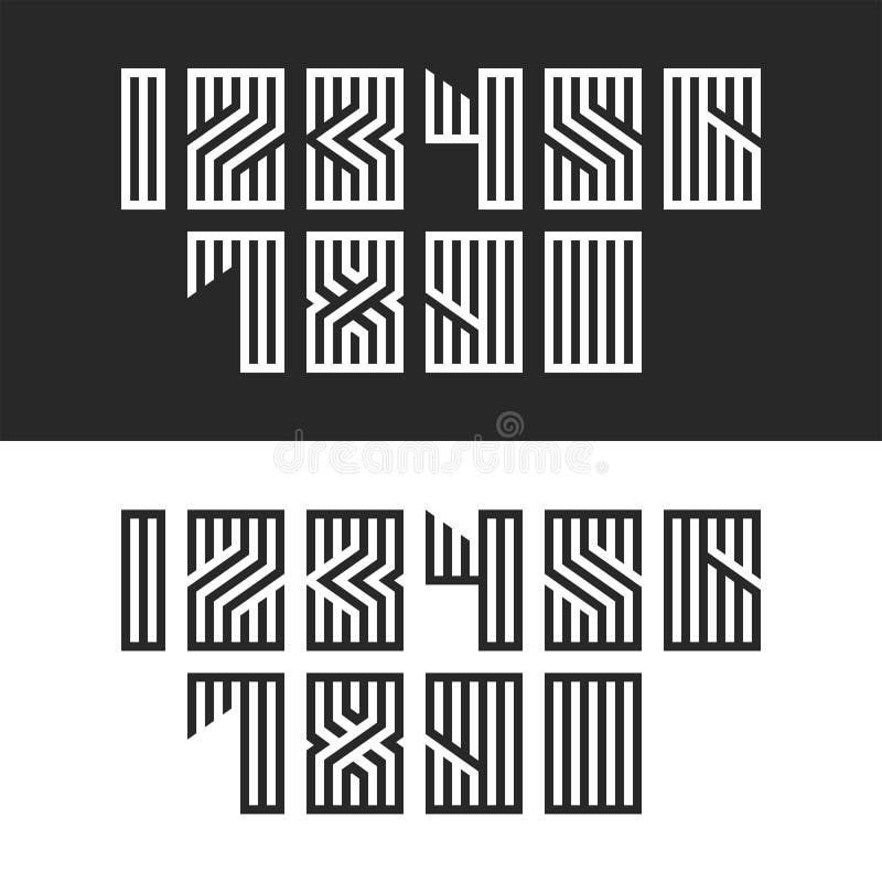 Set of Numbers for Modern Trend Monogram Typography, Linear Calligraphy ...