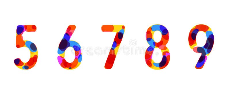 Set of Numbers 56789, Multicolored, Creative Alphabet Stock ...