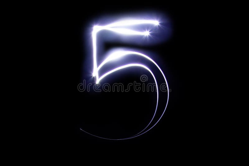 Set of Numbers from Neon Light on a Black Background. Isolated Top View ...