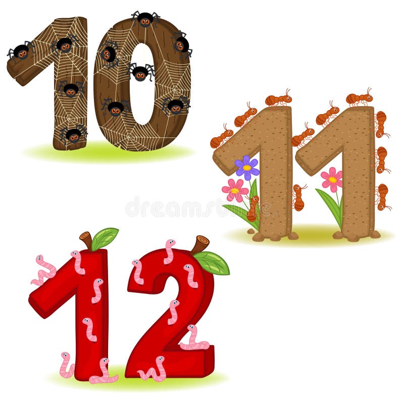 Set of Numbers with Number of Animals from 10 To 12 Stock Vector ...