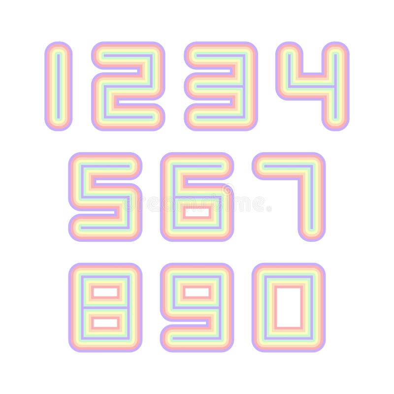 Set of Numbers with Rainbow Typography Design Elements Stock ...