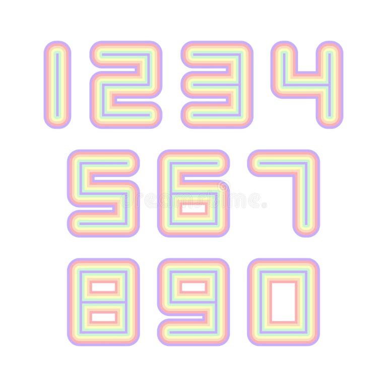 Set of Numbers with Rainbow Typography Design Elements Stock ...