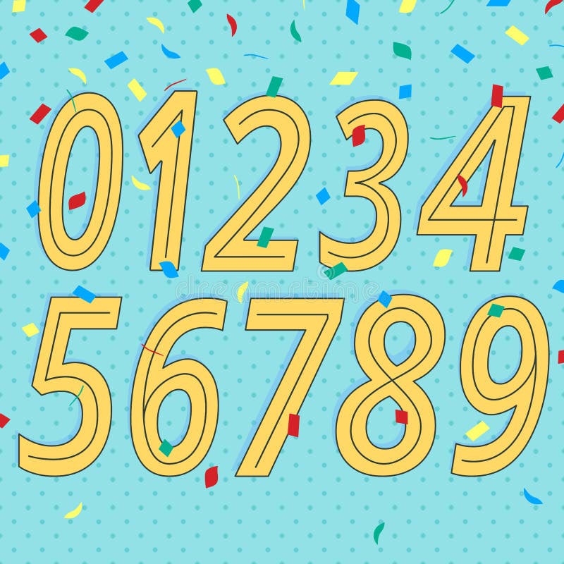 Set of Numbers with Retro 80s-90s Design Style Elements Isolated on ...