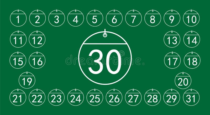 A Set of Numbers in the Round Contour for the Calendar, 31 Days Stock ...