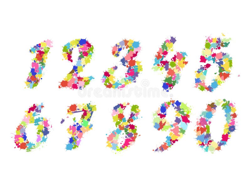 Set of Numbers Splash Illustration Stock Illustration - Illustration of ...