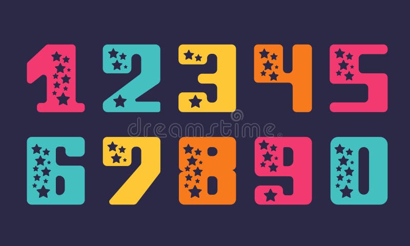 Set of Numbers with Stars for Design and Decoration Stock Vector ...