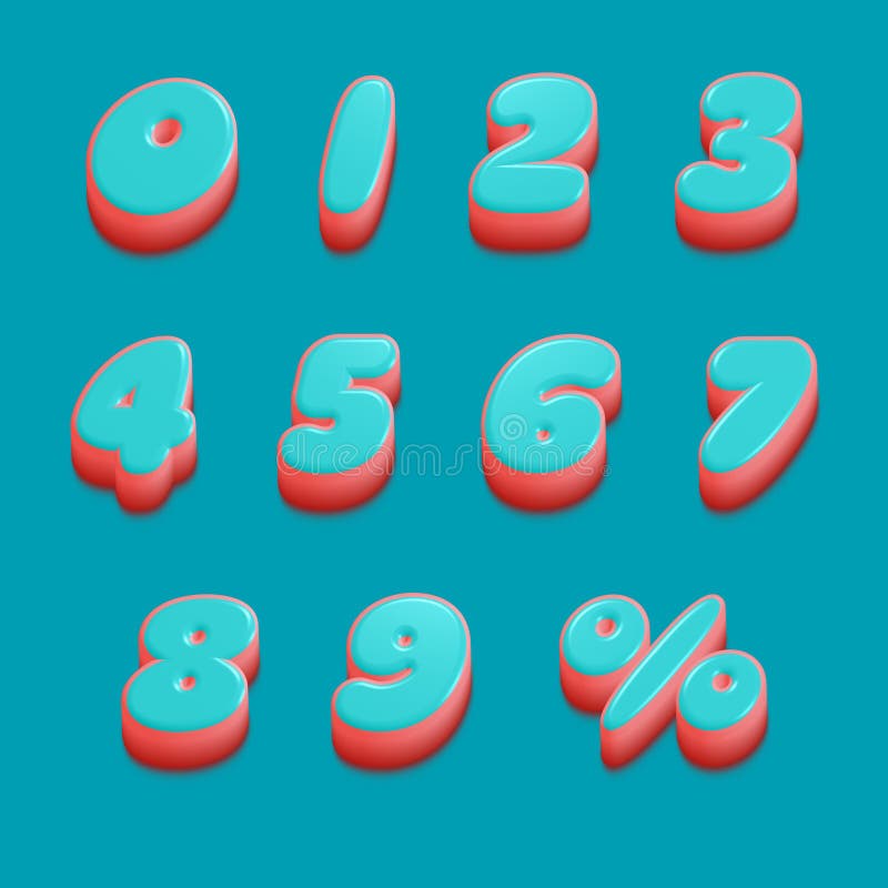 Set of Numbers and Symbols, 3d Rendering Stock Illustration ...