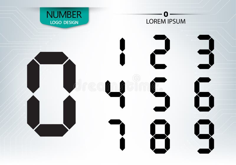 Digital Numbers Set. Digital Number Font Text Stock Vector ...