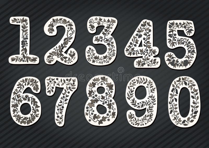 Set of Numbers from the Tree Branches. Stock Vector - Illustration of ...