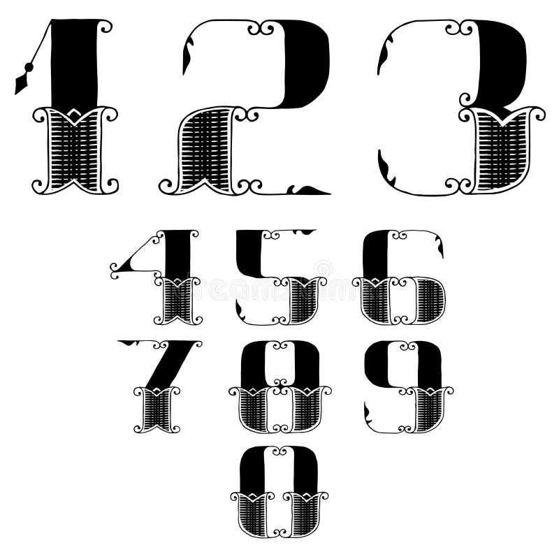 Set of Numbers in Vintage Style Stock Vector - Illustration of imagery ...