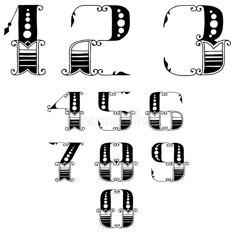 Set of Numbers in Vintage Style Stock Vector - Illustration of imagery ...