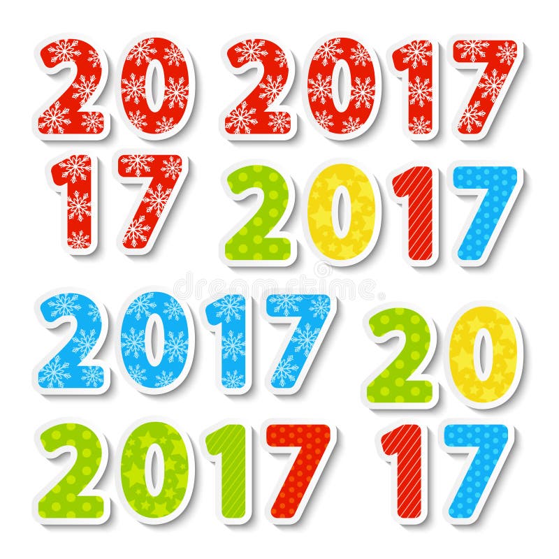 Set of 2017 numbers stock vector. Illustration of happy - 76140255