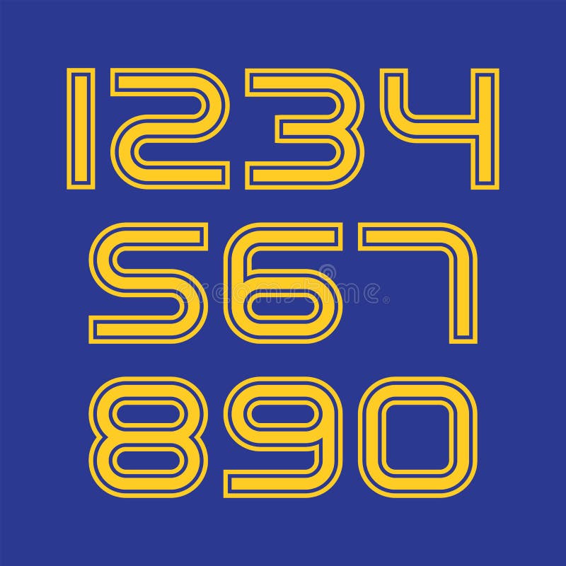 Set of Numbers with Yellow and Blue Typography Design Elements Stock ...