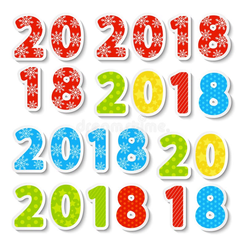 Set of 2018 numbers stock illustration. Illustration of season - 97687596