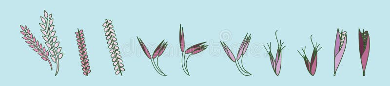 Set of Oats Cartoon Icon Design Template Various Models. Vector ...