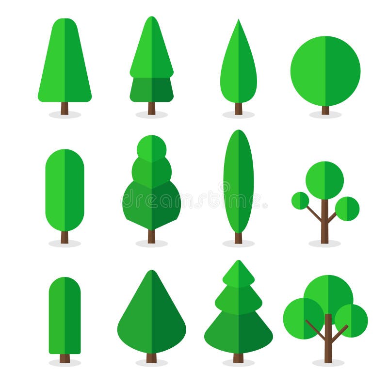 Set Object of Flat trees stock vector. Illustration of mount - 180595623