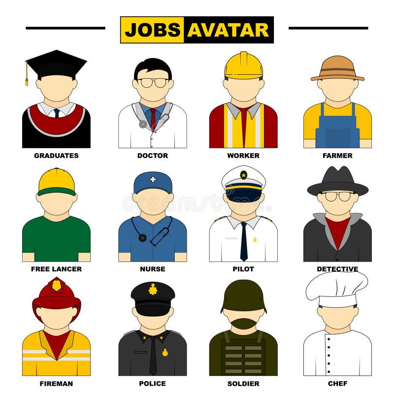 Set Object of Jobs Avatar Vector Illustration Stock Vector ...