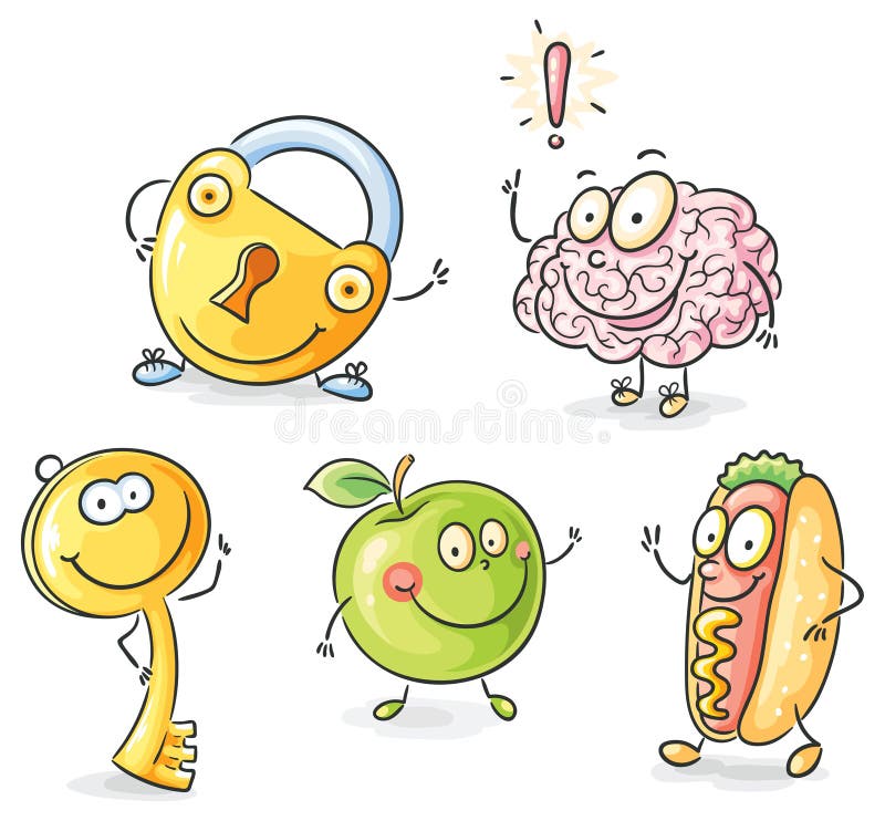 Set of Objects As Cartoon Characters with Eyes Stock Vector ...