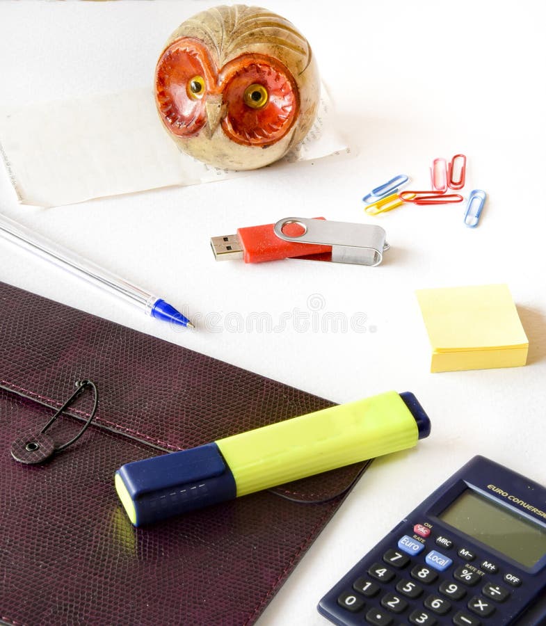 Desk and office objects. stock photo. Image of clipboard - 185524718