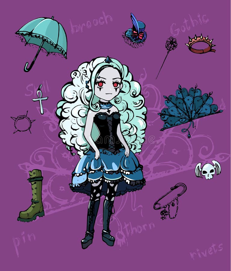 A Set of Objects of the Gothic Stock Vector - Illustration of fashion ...