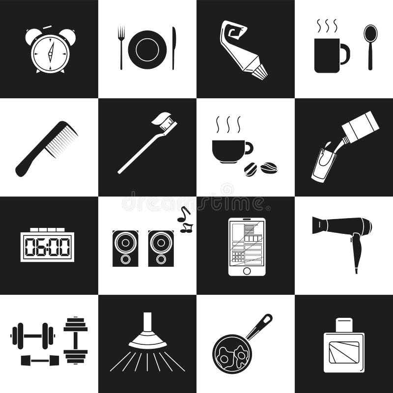 A Set of Objects on the Morning Stock Vector - Illustration of morning ...