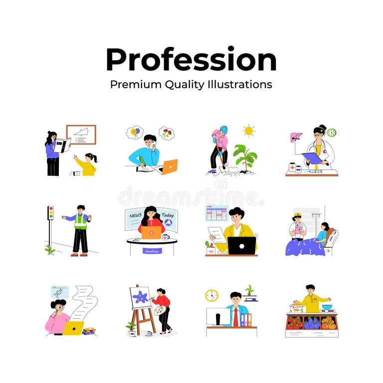 Set of Occupations and Professions Flat Illustrations, Ready for ...