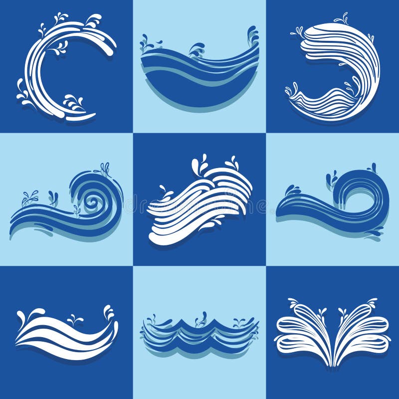 Ocean Waves With Lanscape Clouds Design Stock Vector - Illustration of ...