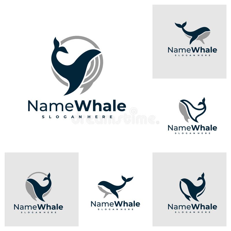 Set of Oceanic Giant Whale Logo Vector Illustration. Whale Fish Logo ...
