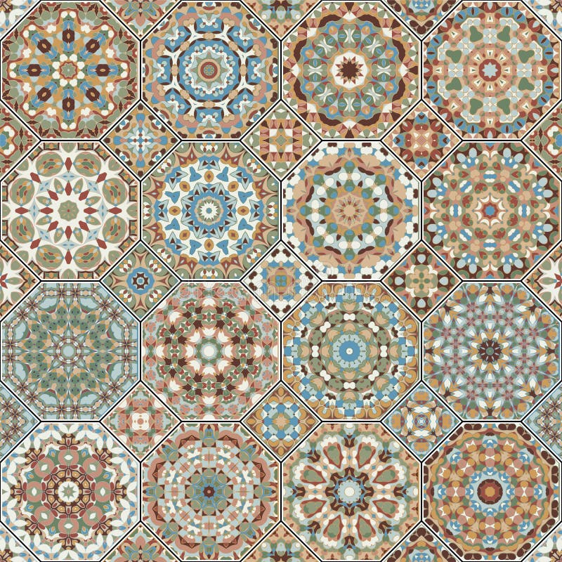 Set of Octagonal and Square Patterns. Stock Vector - Illustration of ...