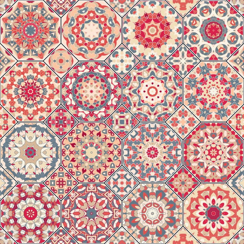 Set of Octagonal and Square Patterns Stock Vector - Illustration of ...