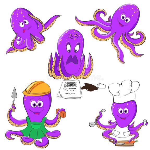 Set of octopuses stock vector. Illustration of confused - 25106800