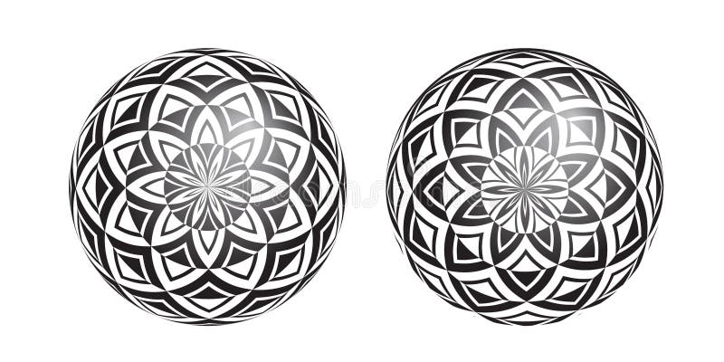 Set Od 3D Spherical Shapes with Geometric Pattern Stock Vector ...
