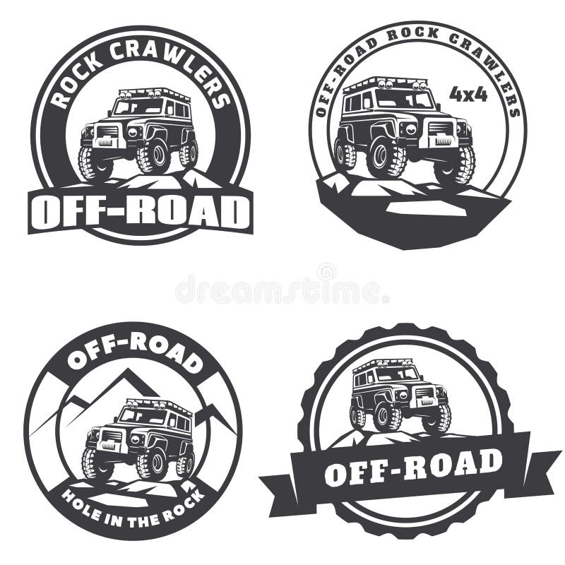 Set of Off-road Suv Car Round Logo. Stock Vector - Illustration of ...