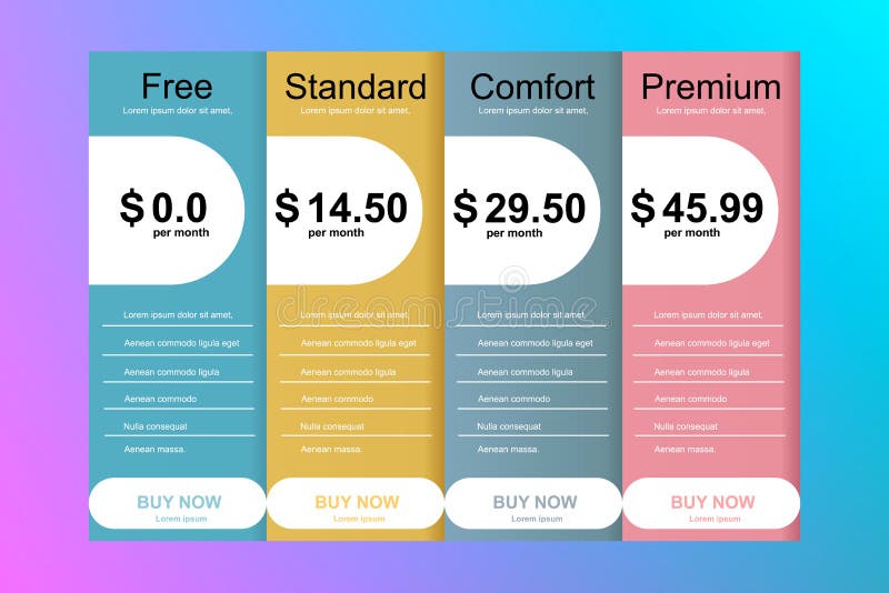 Set of Offer Tariffs Ui Ux Vector Banner for Web App Set of Pricing ...