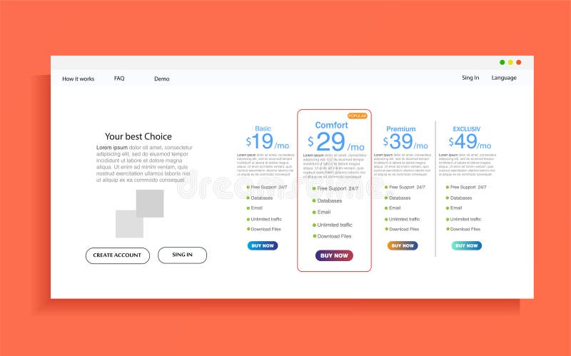 Set of Offer Tariffs. Ui Ux Vector Banner for Web App Stock Vector ...