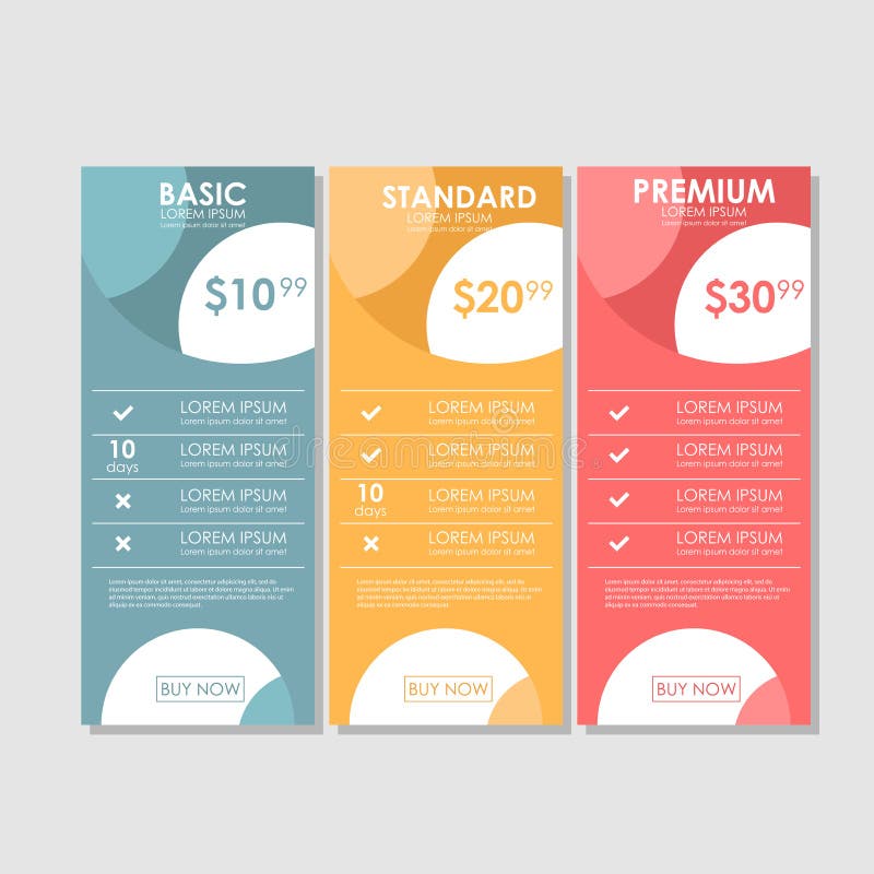 Set Offer Tariffs Ui Ux Vector Banner For Web App Set Pricing Table Order Box Button List