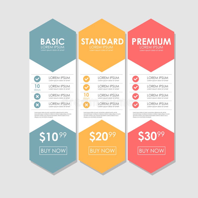Set Offer Tariffs. Ui Ux Vector Banner for Web App. Set Pricing Table ...