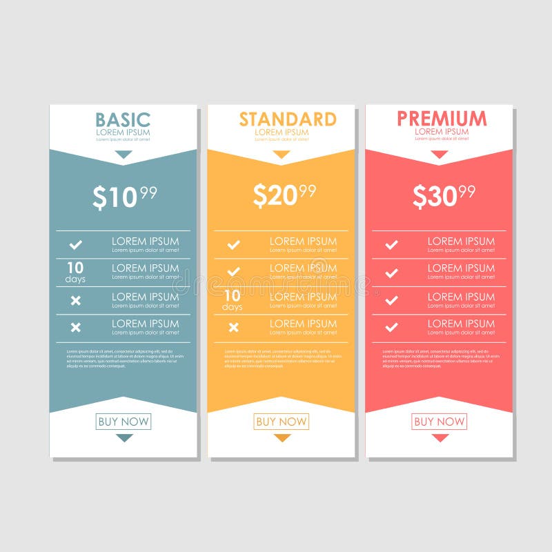 Set Offer Tariffs. Ui Ux Vector Banner for Web App. Set Pricing Table ...