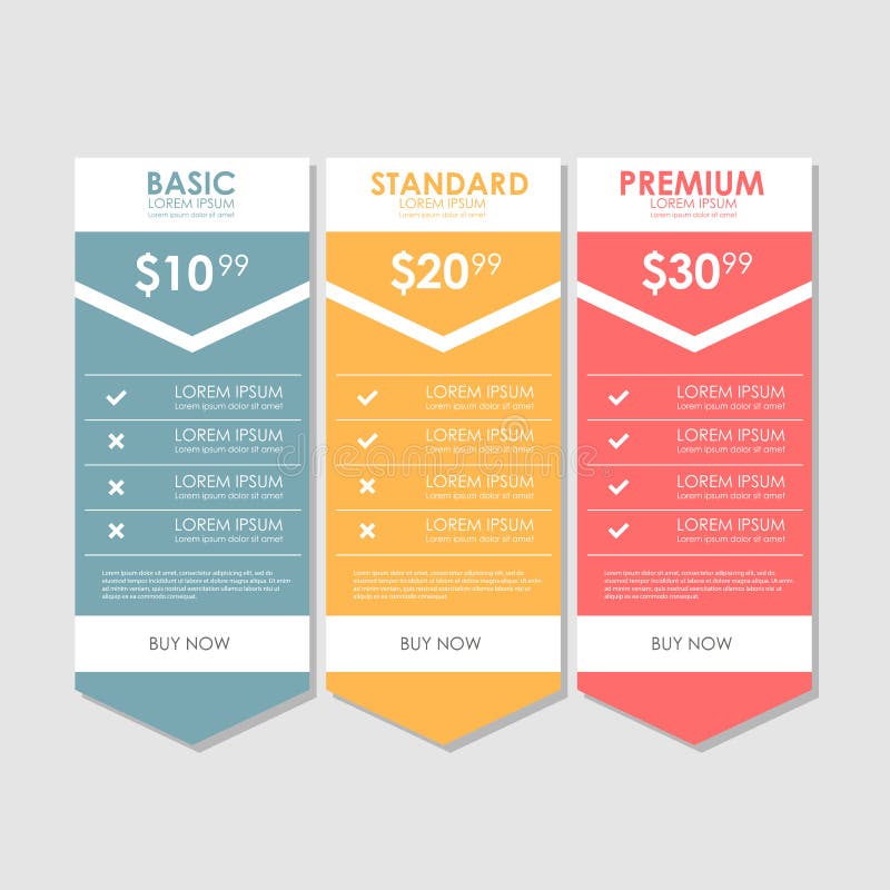 Set Offer Tariffs Ui Ux Vector Banner For Web App Set Pricing Table Order Box Button List