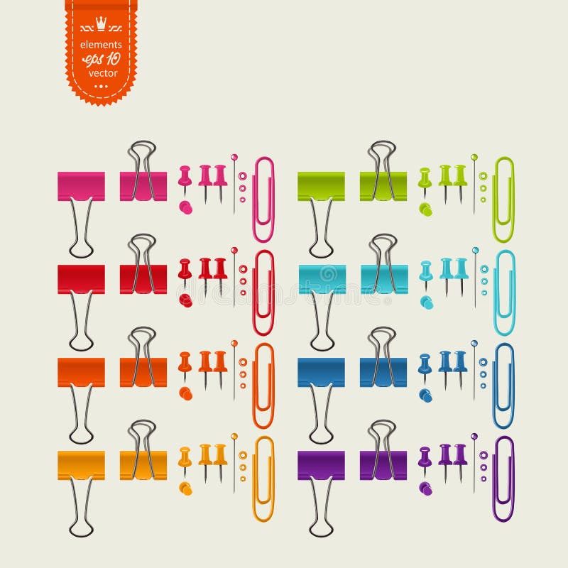 Set of a Office Accessories - Pins and Paper Clips Stock Vector ...
